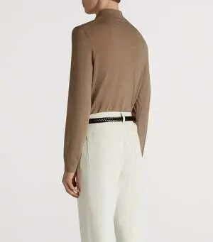 Dunhill Superfine Cashmere Long-sleeve Polo Shirt - Neutral