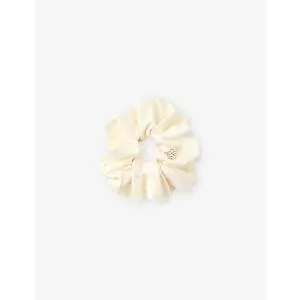 Sandro Sandro Logo-Embellished Satin Scrunchie Ecru