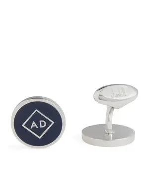 Dunhill Sterling Silver-lacquer Ad Hallmark Cufflinks - Navy