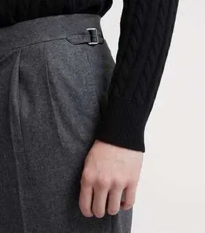 Dunhill Wool-cashmere Flannel Pleated Trousers