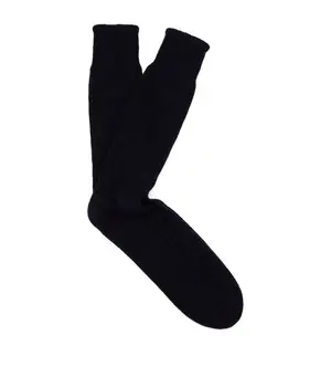 Dunhill Cotton-cashmere Ribbed Socks - Navy