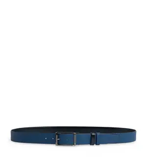 Dunhill Leather Reversible Rounded Roller Buckle Belt - Black
