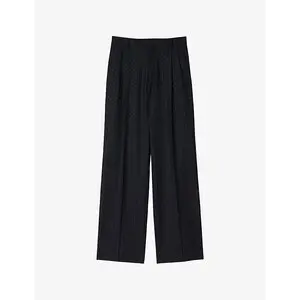 Sandro Rhinestone-embellished Striped Stretch-wool Trousers