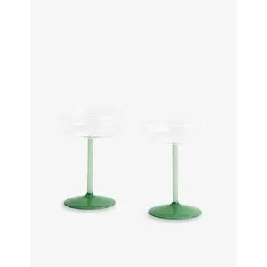 HAY Tint Coupe Borosilicate Glass Set Of Two - Light Green And Jade