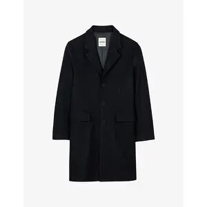 Sandro Regular-fit Wool And Cashmere-blend Coat - Navy Blue