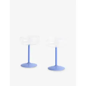 HAY Tint Coupe Borosilicate Glass Set Of Two - Clear Jade Light Blue