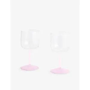 HAY Tint Wine Borosilicate Glass Set Of Two - Jade Pink And Light Pink