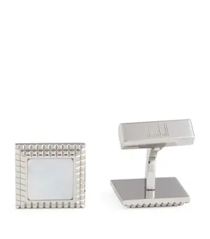 Dunhill Sterling Silver Hobnail-insert Square Cufflinks - White