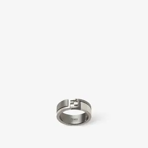 Fendi Ff Cube Ring - Silver And Ruthenium