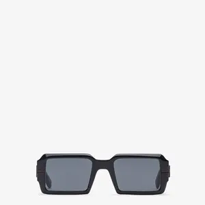 Fendi Rectangular Sunglasses With Lettering - Black