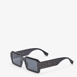 Fendi Rectangular Sunglasses With Lettering - Black