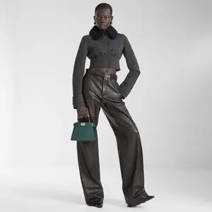 Fendi High-waisted Nappa Leather Trousers