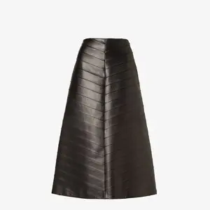 Fendi Flared Nappa Leather Midi Skirt