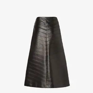 Fendi Flared Nappa Leather Midi Skirt