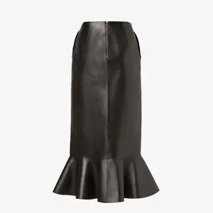 Fendi High-waisted Nappa Leather Midi Skirt