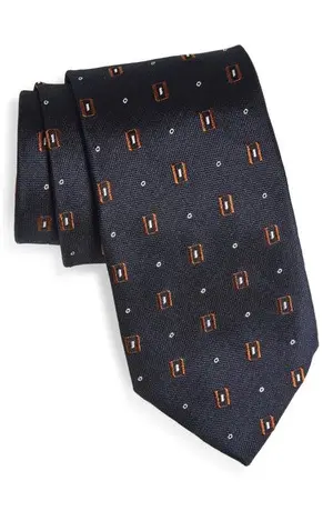 Hugo Boss Geometric Jacquard Neck Tie - Dark Blue