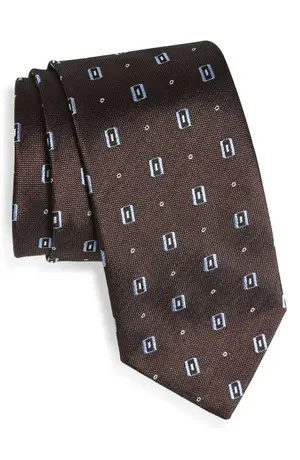 Hugo Boss Geometric Jacquard Neck Tie - Medium Brown