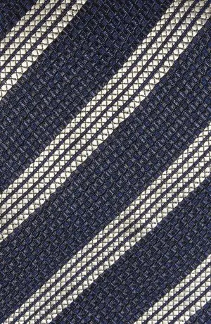 BOSS Textured Stripe Silk & Wool Necktie