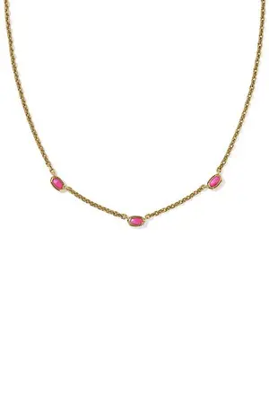Kendra Scott Mini Elisa Three Stone Necklace - Dark Fuchsia Magnesite