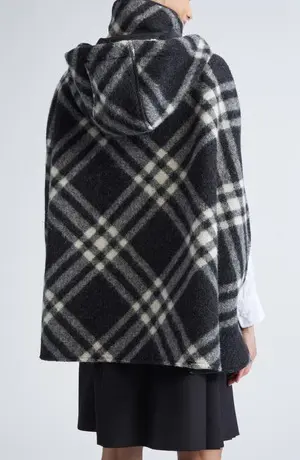 Burberry St. Neve Check Hooded Wool Cape