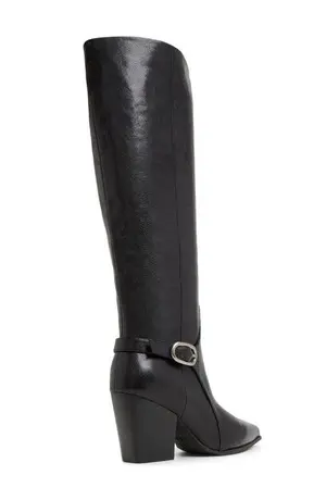 Aldo Knee High Leather Boot - Black