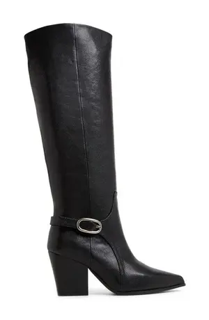 Aldo Knee High Leather Boot - Black