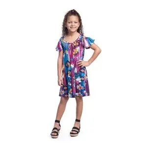 24SEVENKID Floral Cold Shoulder Knee Length Dress - Blue Multi