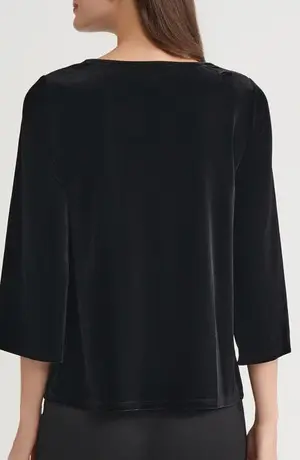 KASPER Cowl Neck Velvet Top