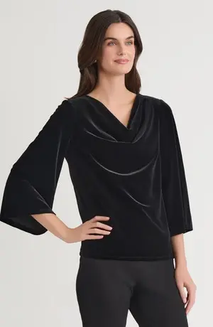 KASPER Cowl Neck Velvet Top