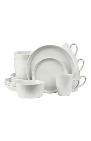 STONE + LAIN Albie Stoneware 32-piece Dinnerware Set - Snow White 16-pieces