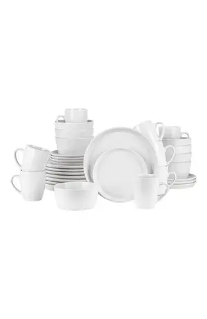 STONE + LAIN Albie Stoneware 32-piece Dinnerware Set - White 32-pieces