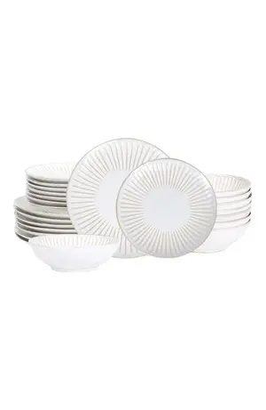 STONE + LAIN Linea Stoneware 24-piece Dinnerware Set - White 24-piece