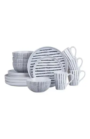 STONE + LAIN Nova Stoneware 16-piece Dinnerware Set - Black