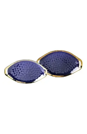 STONE + LAIN Florian Porcelain 2-piece Serving Plate Set - Blue