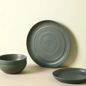 STONE + LAIN Elio Stoneware 4-piece Dinner Plate Set
