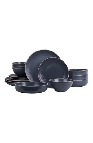STONE + LAIN Lauren Stoneware 16-piece Dinnerware Set - Charcoal