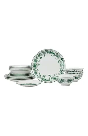 STONE + LAIN Esme Porcelain 16-piece Dinnerware Set - Green
