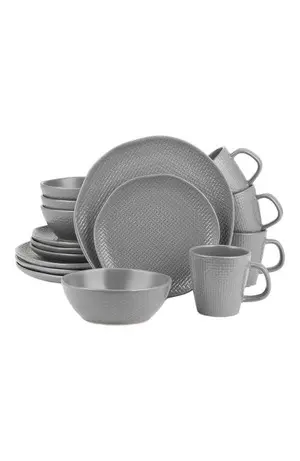 STONE + LAIN Abigail Stoneware 16-piece Dinnerware Set - Gray