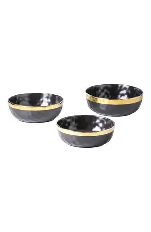 STONE + LAIN Florian Porcelain 3-piece Serving Bowl Set - Black
