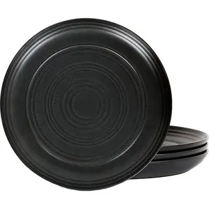STONE + LAIN Elio Stoneware 4-piece Dinner Plate Set - Black