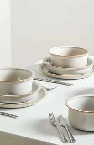 STONE + LAIN Slate Stoneware 12-piece Dinnerware Set