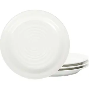 STONE + LAIN Orbit Stoneware 4-piece Dinner Plate Set - White