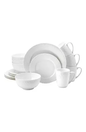 STONE + LAIN Alexandria Bone China 16-piece Dinnerware Set - White
