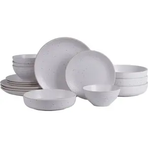 STONE + LAIN Lauren Stoneware 16-piece Dinnerware Set - Off White