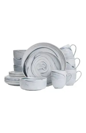 STONE + LAIN Brighton Porcelain 16-piece Dinnerware Set - Gray