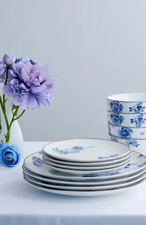 STONE + LAIN Viola Porcelain 12-piece Dinnerware Set