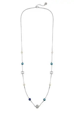 Vince Camuto Pearl Bead Long Necklace - Silver Tone