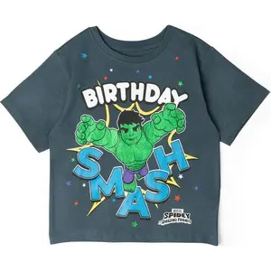 MARVEL Spider-man Birthday T-shirt - Dark Gray/ Hulk
