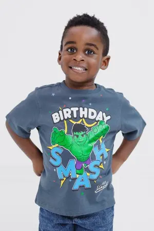 MARVEL Spider-man Birthday T-shirt - Dark Gray/ Hulk
