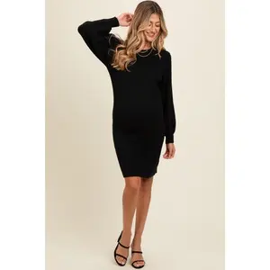 PINKBLUSH Bubble Sleeve Sweater Dress - Black